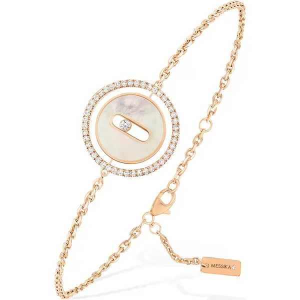 Messika Lucky Move Mother-of-pearl And Diamond Pendant Bracelet - Pink Gold