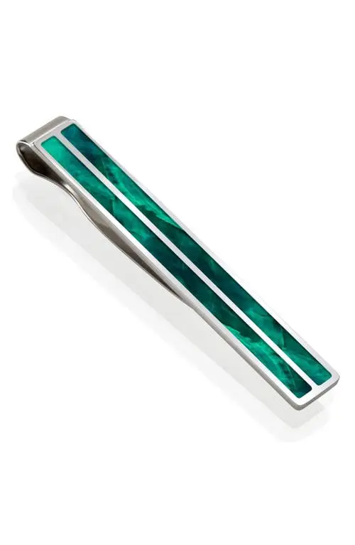 M-Clip® Mother-of-pearl Tie Clip - Silver/teal