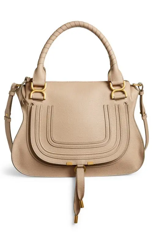 Chloé Medium Marcie Leather Satchel - 28u Nomad Beige