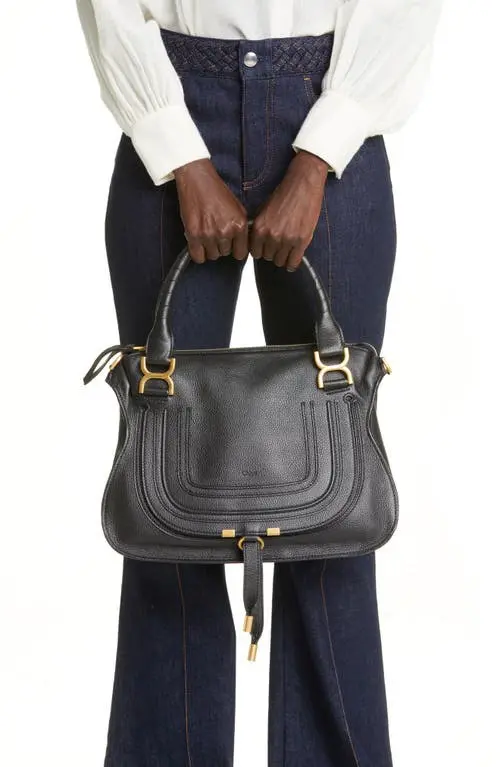Chloé Medium Marcie Leather Satchel - Black