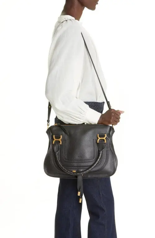Chloé Medium Marcie Leather Satchel - Black