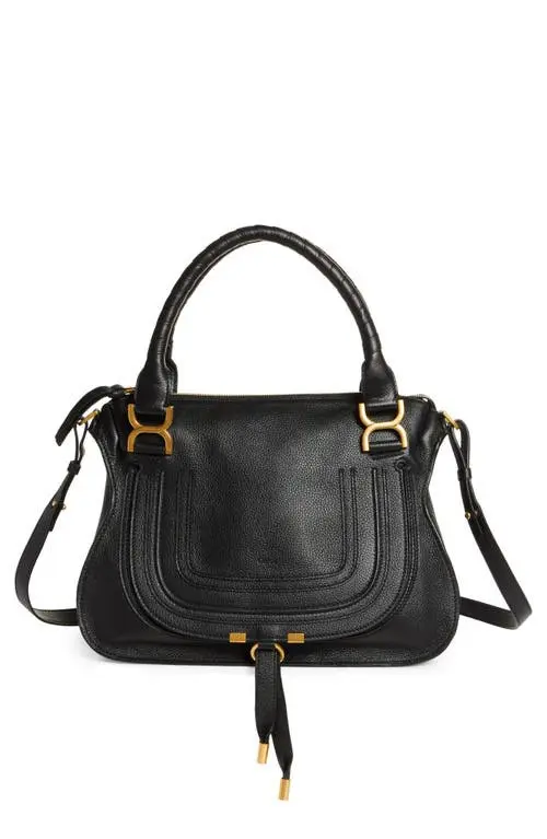 Chloé Medium Marcie Leather Satchel - Black