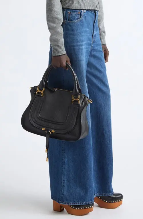 Chloé Medium Marcie Leather Satchel - Black