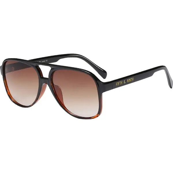 FIFTH & NINTH Kingston Aviator Sunglasses - Black/torte/brown