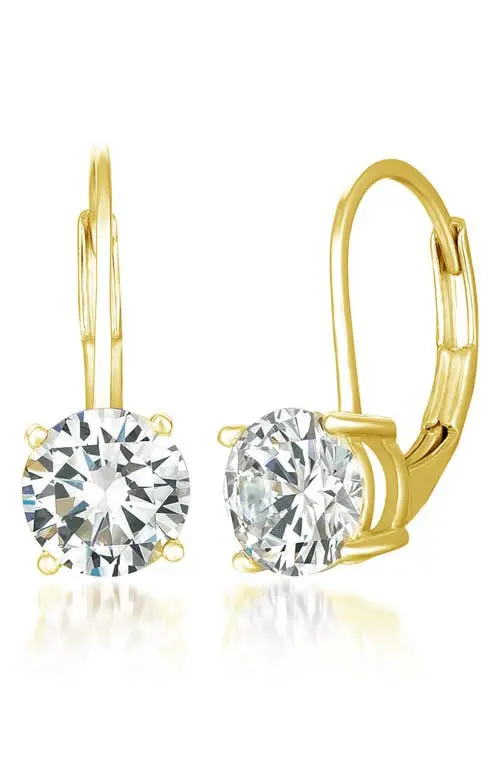 CRISLU Cubic Zirconia Huggie Drop Earrings - 18kt Yellow Gold