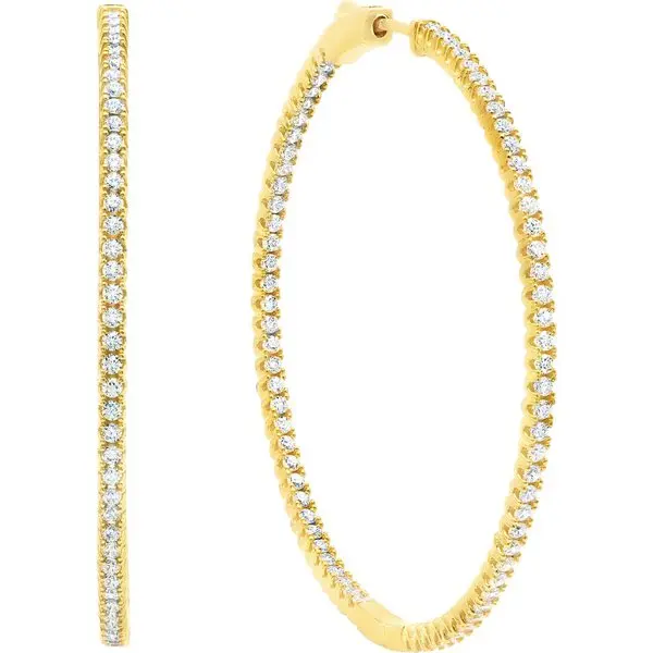 CRISLU Medium Pavé Hoop Earrings - 18kt Yellow Gold