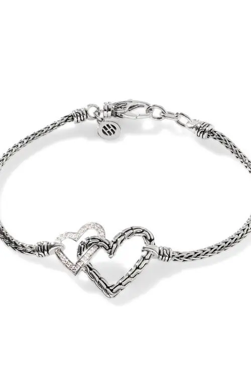 John Hardy Manah Interlocking Pavé Diamond Heart Bracelet