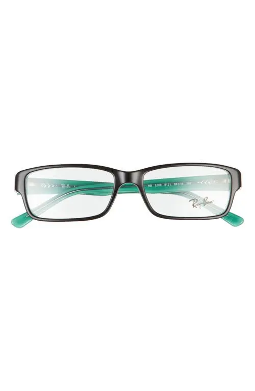 Ray-ban 54mm Rectangular Blue Light Blocking Glasses - Black Green/ Clear