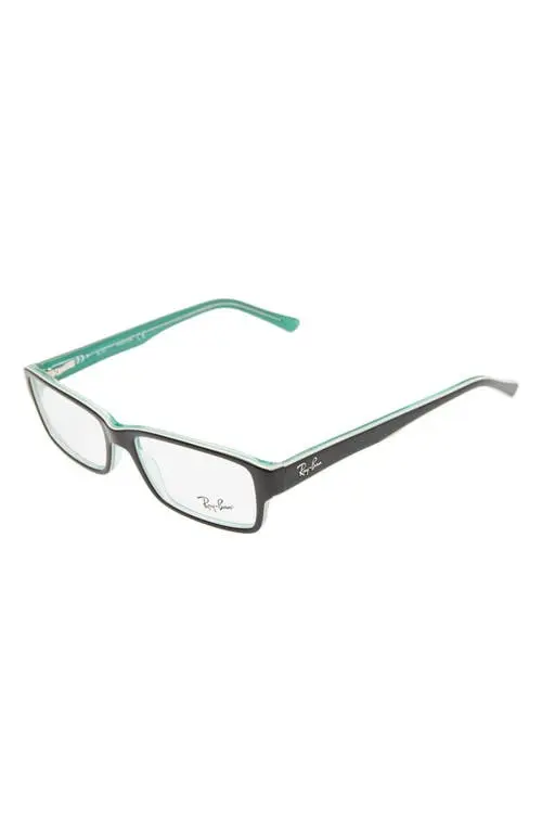 Ray-ban 54mm Rectangular Blue Light Blocking Glasses - Black Green/ Clear