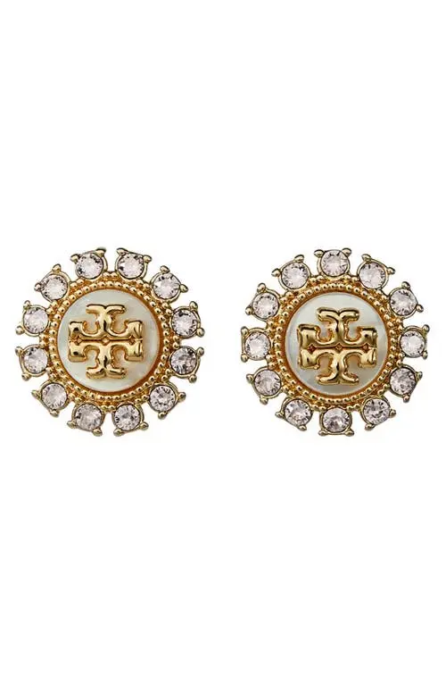 Tory Burch Moondance Mother-of-pearl & Crystal Stud Earrings - Tory Gold/mop/crystal