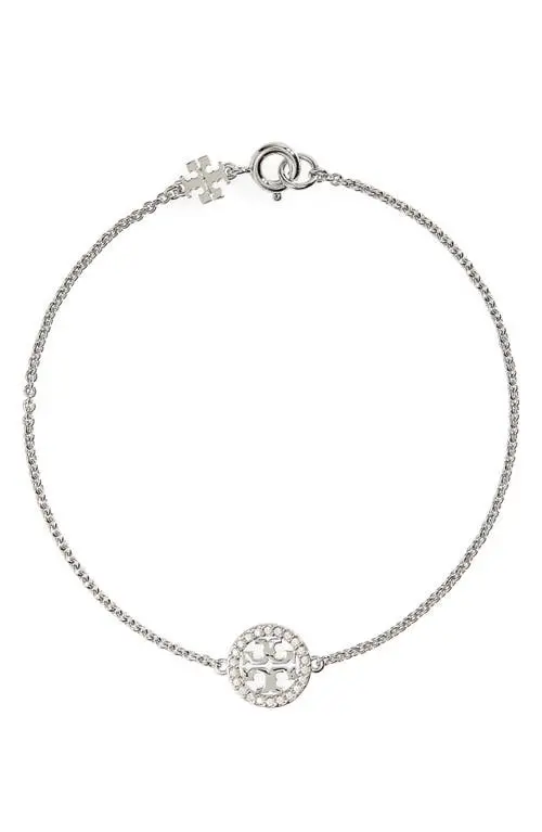 Tory Burch Delicate Icon Pavé Chain Bracelet - Tory Silver/crystal