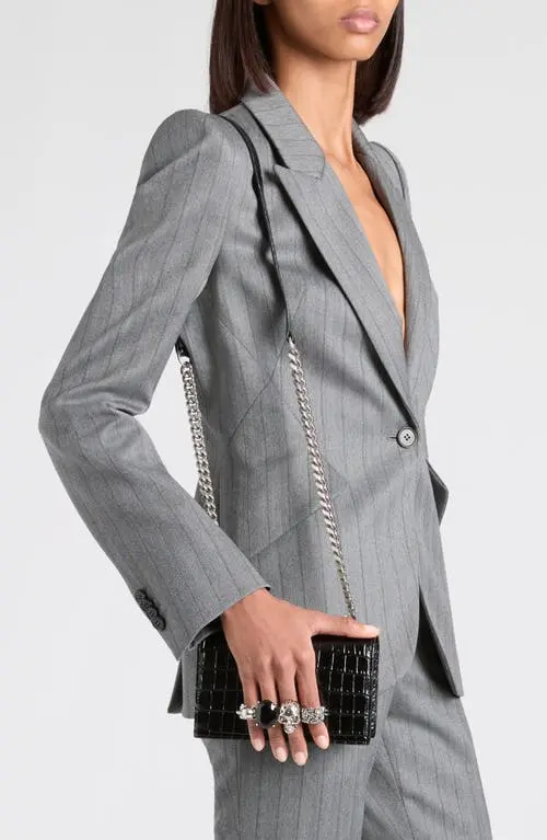 Alexander McQueen Mini Jeweled Croc Embossed Leather Bag