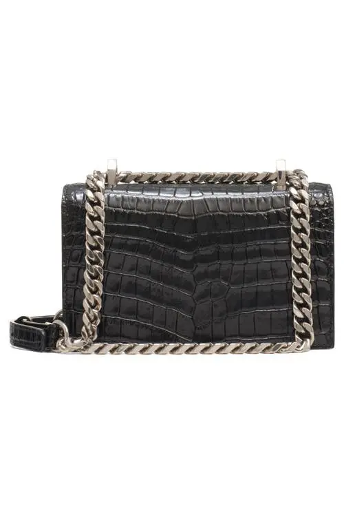 Alexander McQueen Mini Jeweled Croc Embossed Leather Bag