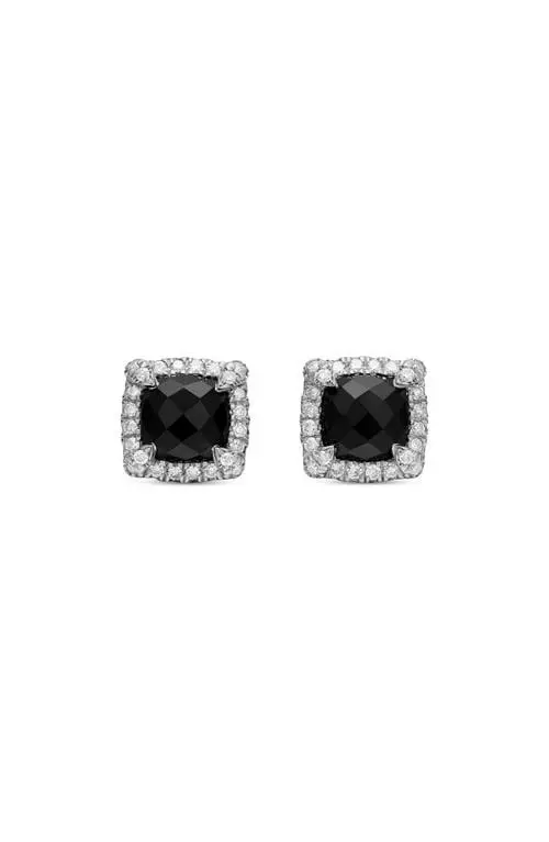 David Yurman Petite Chatelaine® Stud Earrings With Semiprecious Stone And Diamonds - Silver Pave/ Black Onyx