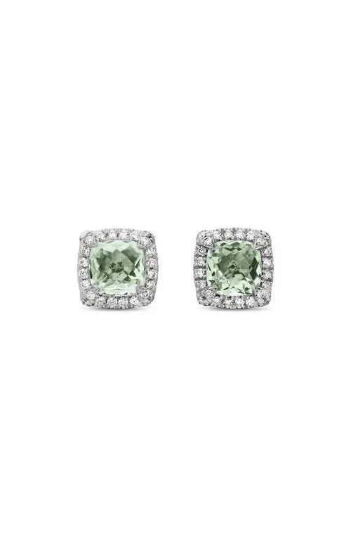David Yurman Petite Chatelaine® Stud Earrings With Semiprecious Stone And Diamonds - Silver Pave/prasiolite