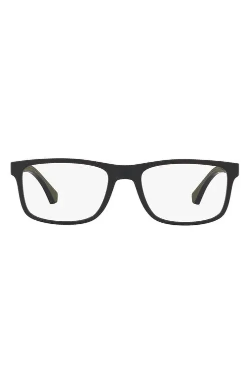 Emporio Armani 55mm Rectangular Eyeglasses - Matte Black - 55mm
