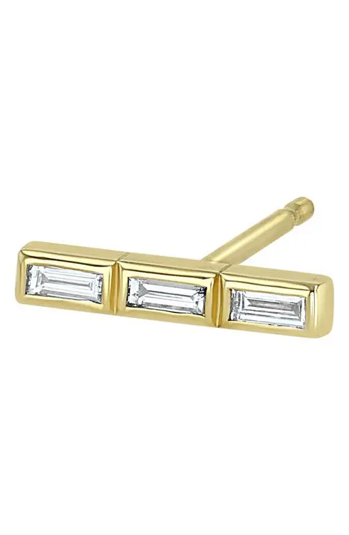 Zoe Chicco Baguette Diamond Bar Stud Earring