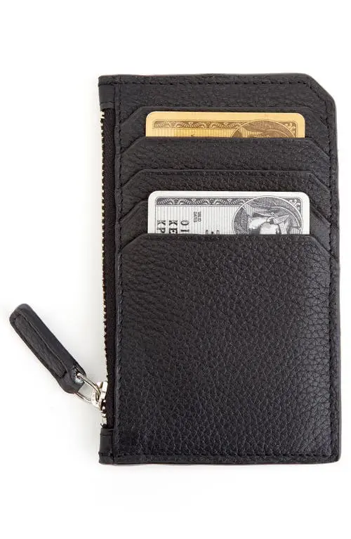 ROYCE NEW YORK Zip Leather Card Case - Black