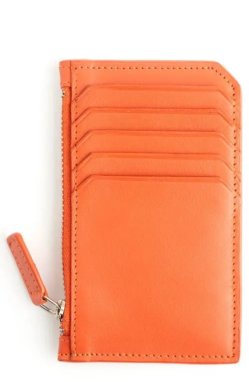 ROYCE NEW YORK Zip Leather Card Case - Burnt Orange
