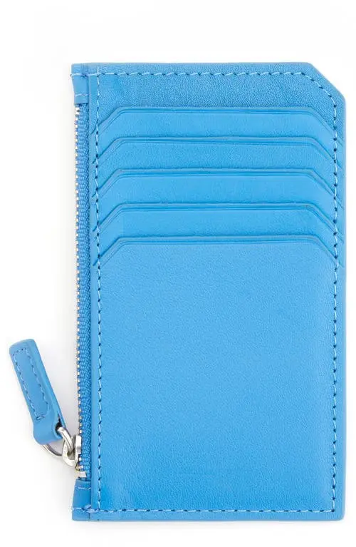 ROYCE NEW YORK Zip Leather Card Case - Light Blue