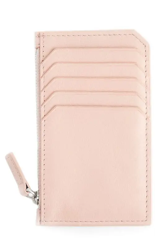 ROYCE NEW YORK Zip Leather Card Case - Light Pink