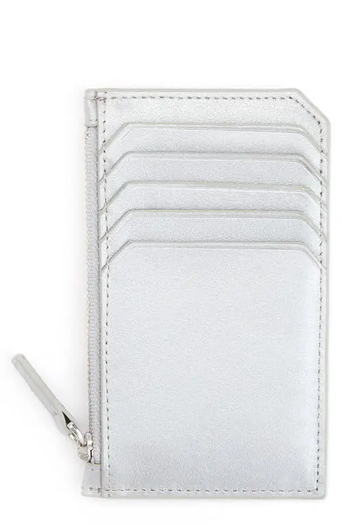 ROYCE NEW YORK Zip Leather Card Case - Silver