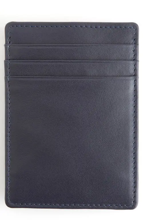 ROYCE NEW YORK Magnetic Money Clip Card Case - Navy Blue