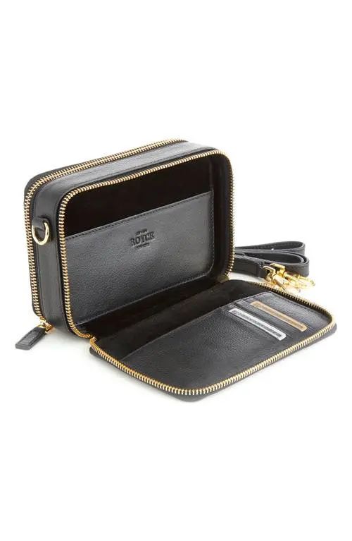 ROYCE NEW YORK Leather Crossbody Camera Bag - Black