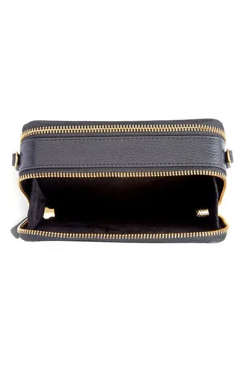 ROYCE NEW YORK Leather Crossbody Camera Bag - Black