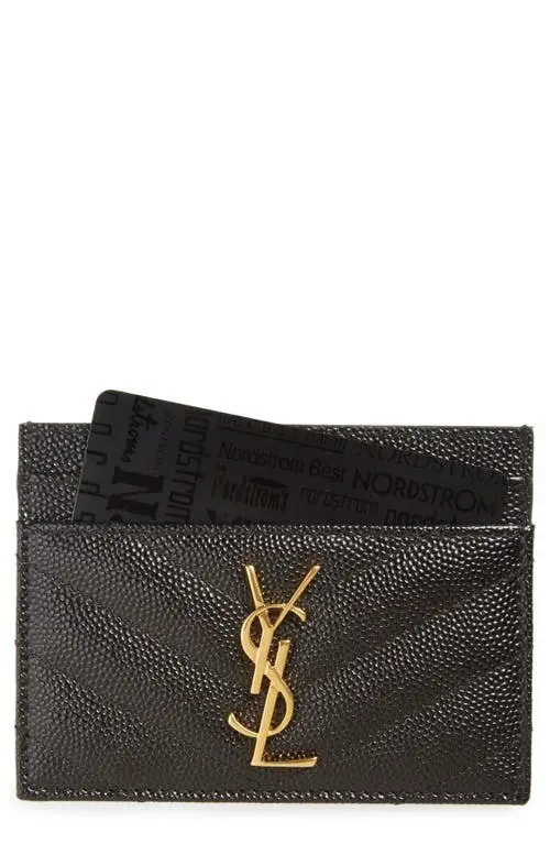 Saint Laurent Cassandre Matelassé Leather Card Case - Nero