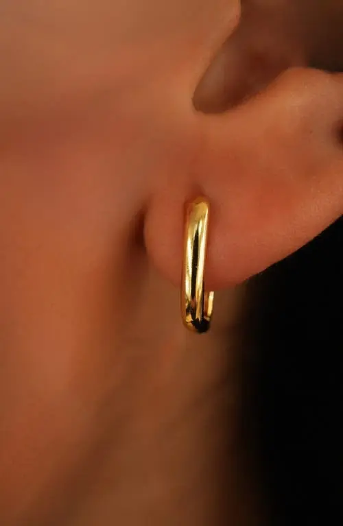 Argento Vivo Oblong Hoop Earrings - Gold