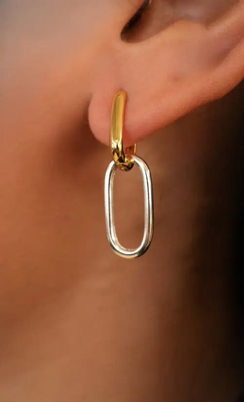 Argento Vivo Two-tone Link Drop Earrings