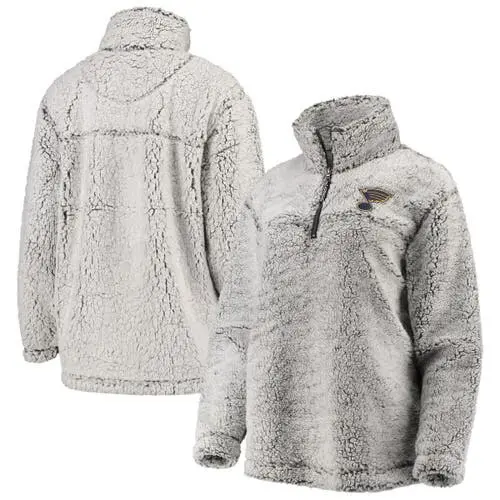 G-III 4HER BY CARL BANKS St. Louis Blues Sherpa Quarter-zip Pullover Jacket - Gray