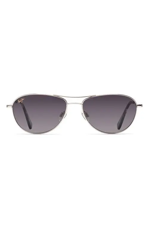 Maui Jim Baby Beach 56mm Polarized Aviator Sunglasses - Silver/neutral Grey