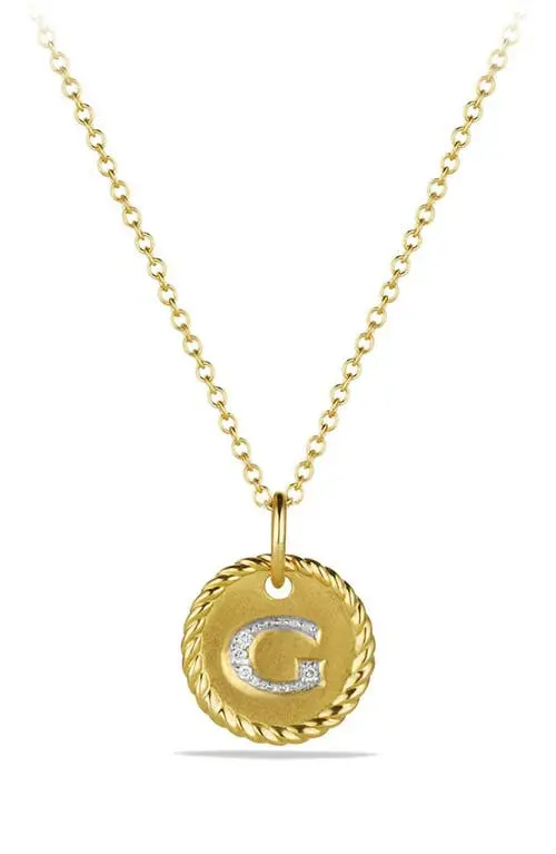 David Yurman Cable Collectibles Diamond Initial Pendant Necklace - G
