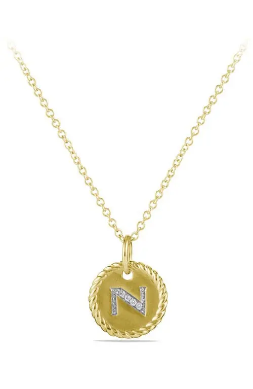 David Yurman Cable Collectibles Diamond Initial Pendant Necklace - N