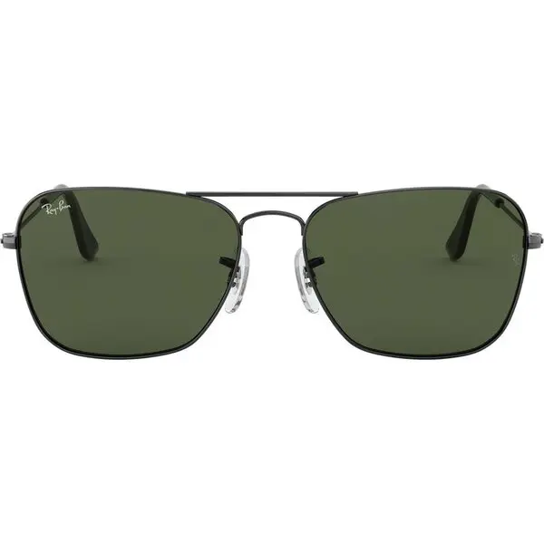 Ray-ban 58mm Rectangle Aviator Sunglasses - Gunmetal/crystal Green