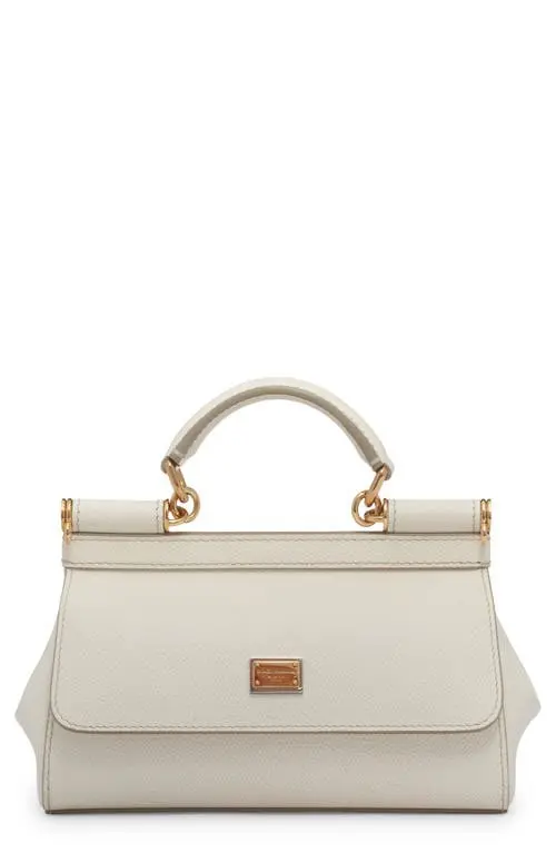 Dolce & Gabbana Small Sicily East West Leather Satchel - White