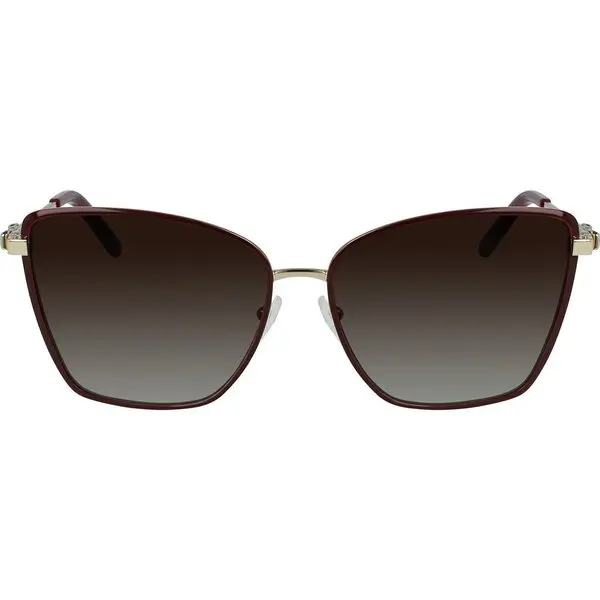 FERRAGAMO Vara 59mm Rectangular Sunglasses - Gold/burgundy