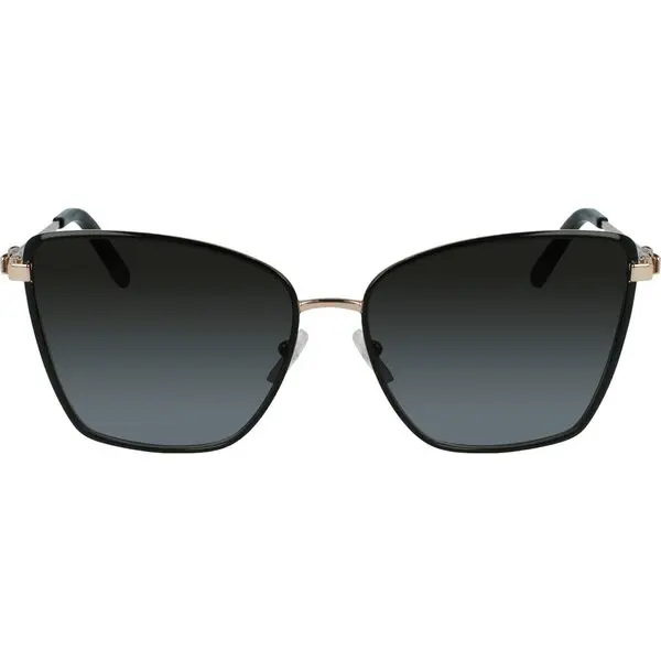 FERRAGAMO Vara 59mm Rectangular Sunglasses - Rose Gold/ Black