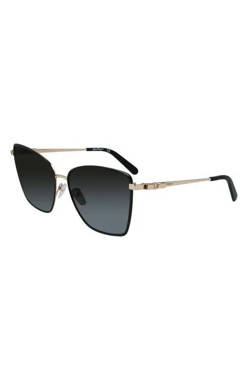 FERRAGAMO Vara 59mm Rectangular Sunglasses - Rose Gold/ Black