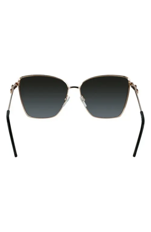 FERRAGAMO Vara 59mm Rectangular Sunglasses - Rose Gold/ Black