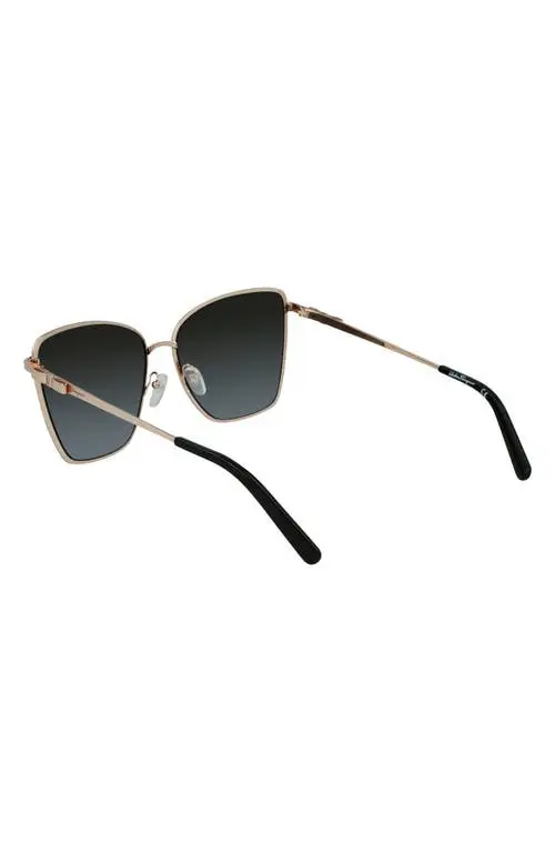 FERRAGAMO Vara 59mm Rectangular Sunglasses - Rose Gold/ Black