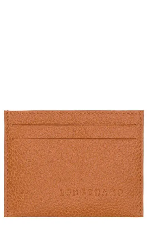 Longchamp Le Foulonné Leather Card Case - Amber