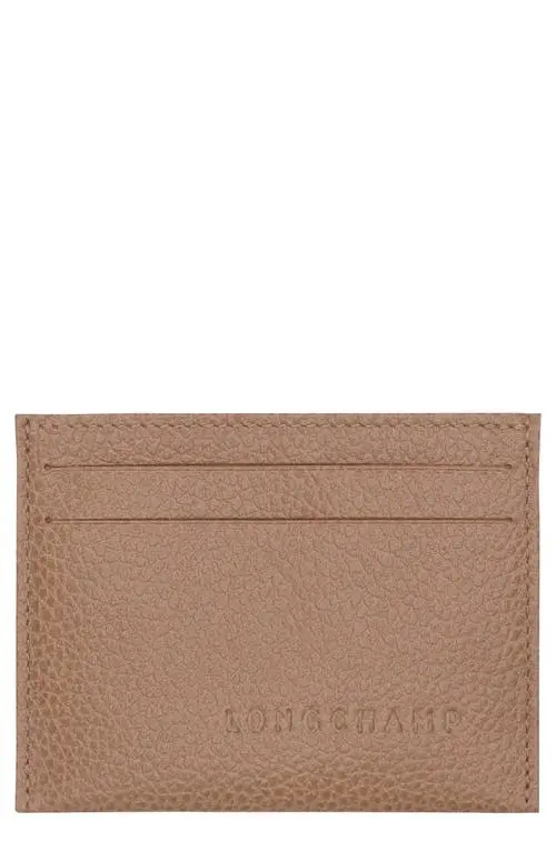 Longchamp Le Foulonné Leather Card Case - Biscuit