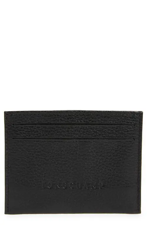 Longchamp Le Foulonné Leather Card Case - Black