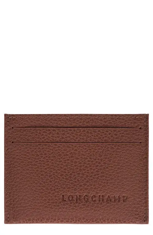 Longchamp Le Foulonné Leather Card Case - Coffee