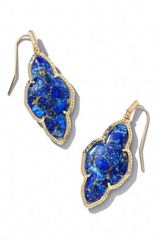 Kendra Scott Abbie Drop Earrings - Gold Bronze Veined Lapis