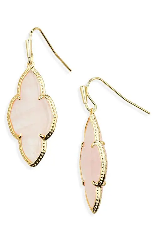 Kendra Scott Abbie Drop Earrings - Gold Rose Quartz