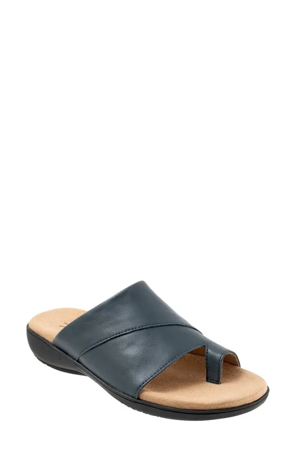 Trotters Regina Leather Slide Sandal - Navy